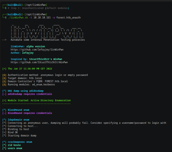 Linwinpwn A Bash Script That Automates A Number Of Active Directory Enumeration And 7527